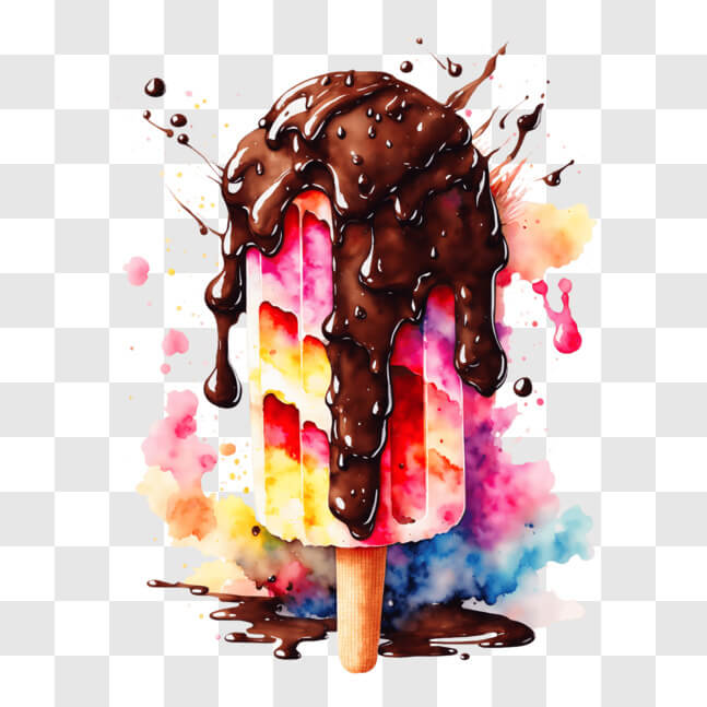 Download Colorful Ice Cream Popsicle with Chocolate Dripping PNGs ...