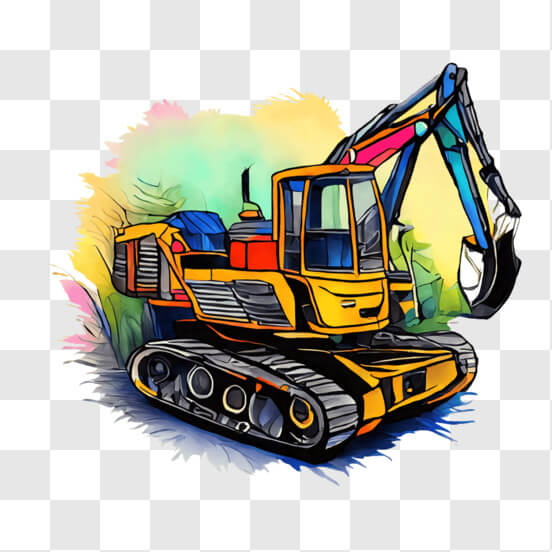 Download Colorful Excavator Drawing for Construction Industry PNGs ...