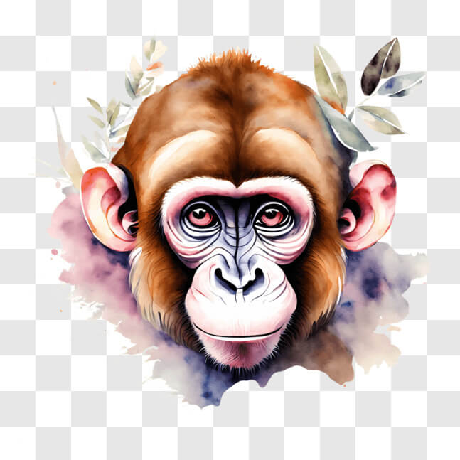 Download Artistic Watercolor Illustration of a Monkey PNGs Online ...