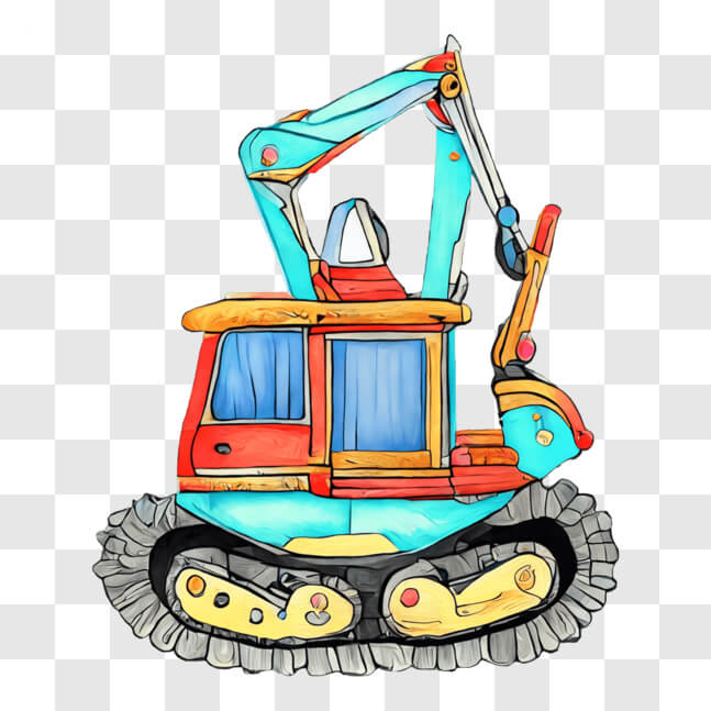 Download Colorful Excavator Drawing for Construction Work PNGs Online ...