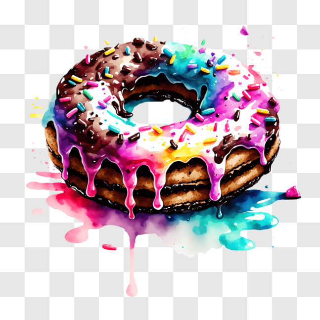 Download Colorful Sprinkled Donut Abstract Painting PNGs Online ...