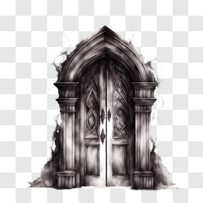 Download Gothic fantasy door drawing with branches PNGs Online ...