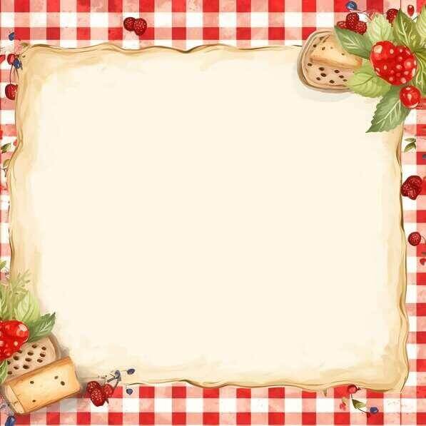 Download Red and White Gingham Checkered Background with Berries and ...