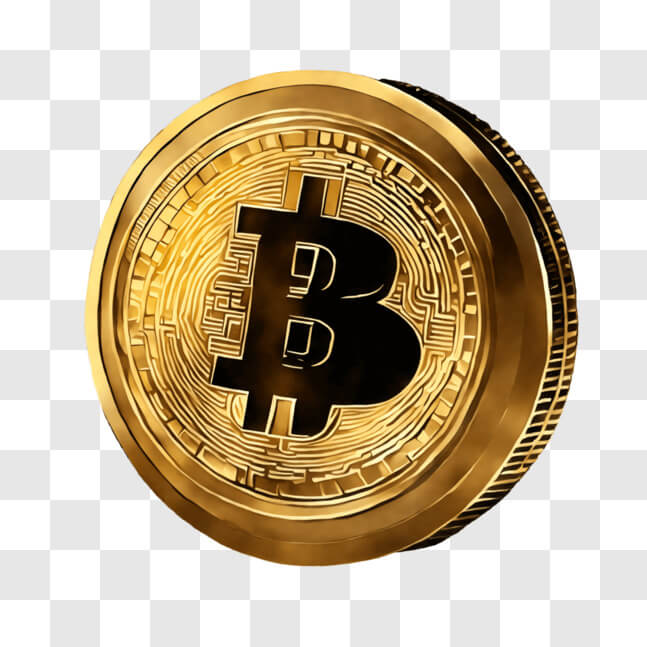 Download Gold Bitcoin Coin on Black Background PNGs Online - Creative ...