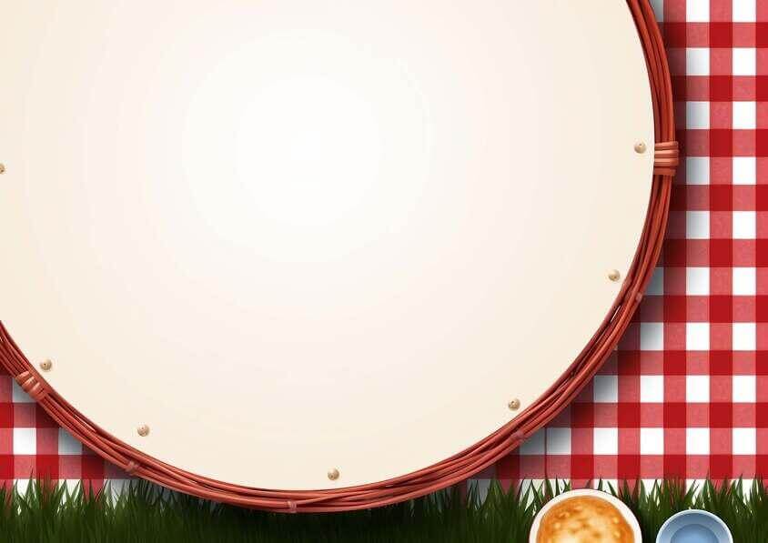 Download Picnic Scene with Oval Paper Plate and Gingham Tablecloth ...