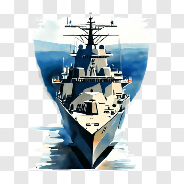 Download Watercolor Painting of American Navy Ship Sailing PNGs Online ...