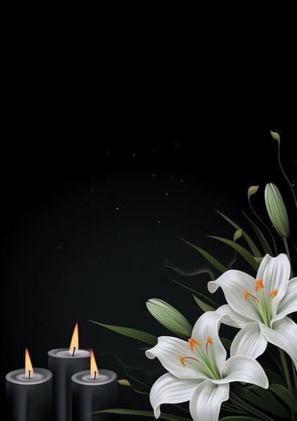 Download Funeral Memorial Arrangement with Burning Candles and White ...