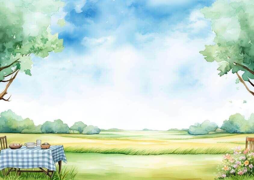 Download Idyllic Outdoor Picnic Setting with Watercolor Painting ...