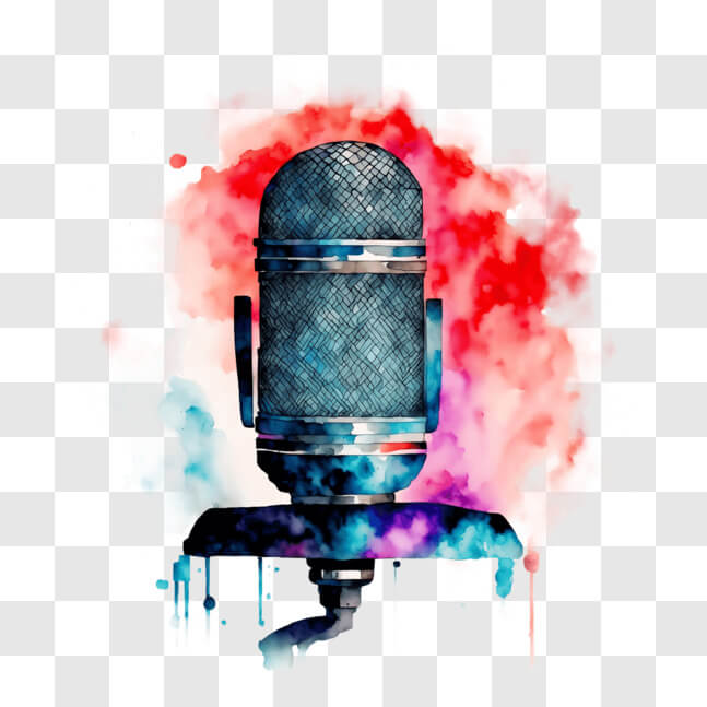 Download Colorful Abstract Watercolor Microphone Painting PNGs Online ...