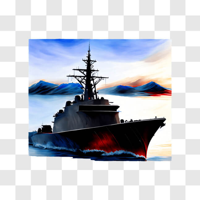 Download Navy Ship Sailing with Mountains in the Background PNGs Online ...