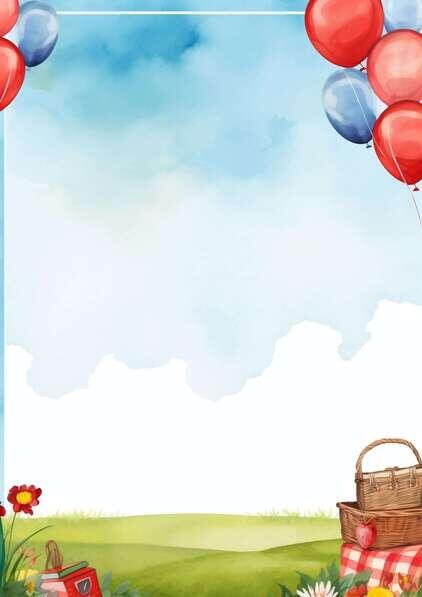 Download Colorful Picnic Scene with Balloons and Flowers Backgrounds ...