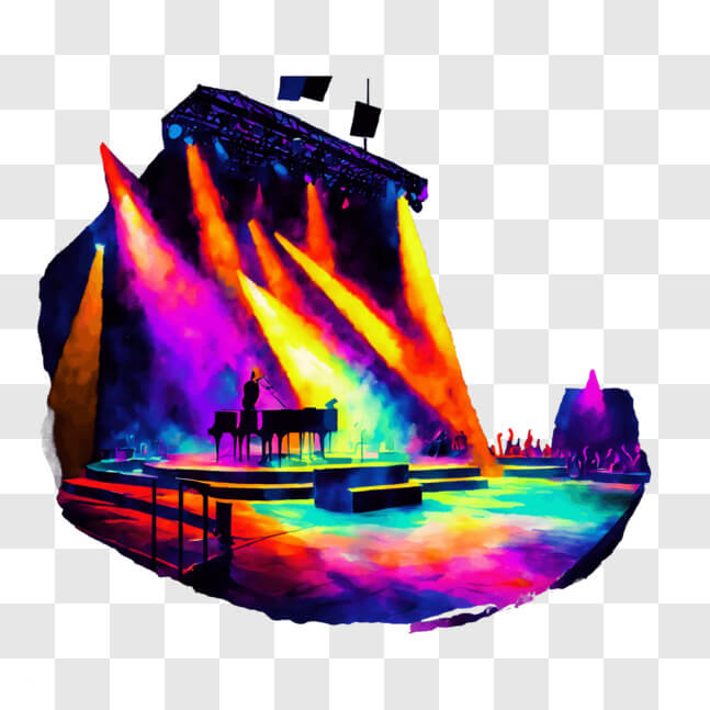 Download Colorful Concert Stage with Lights and Audience PNGs Online ...