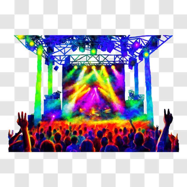 Download Vibrant Concert Stage with Energetic Crowd PNGs Online ...