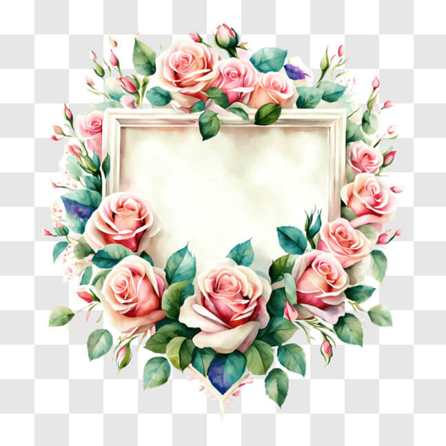 Download Elegant Pink Rose Frame Decoration PNGs Online - Creative Fabrica