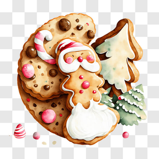 Download Christmas-themed Decorated Cookies with Santa Claus Image PNGs ...