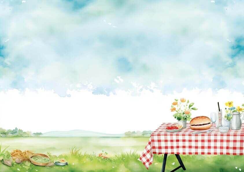 Download Outdoor Picnic Table with Food and Beverages Backgrounds ...