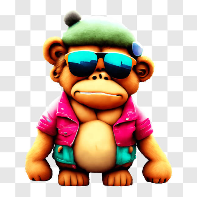 Download Cool Cartoon Monkey with Hip-Hop Style Outfit and Sunglasses ...