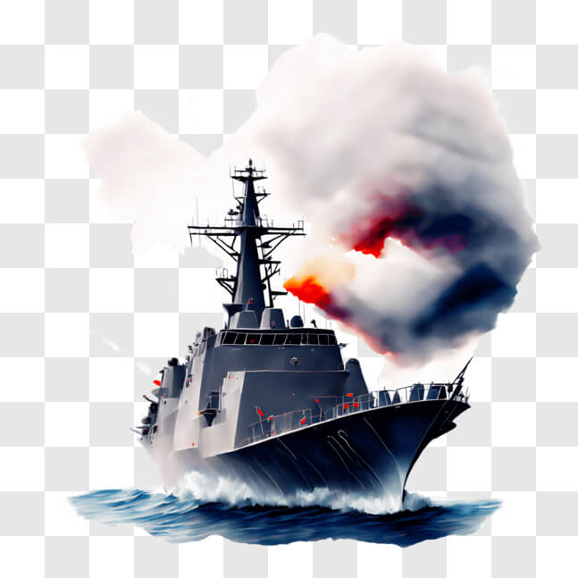 Download Military Ship Under Attack in the Ocean PNGs Online - Creative ...