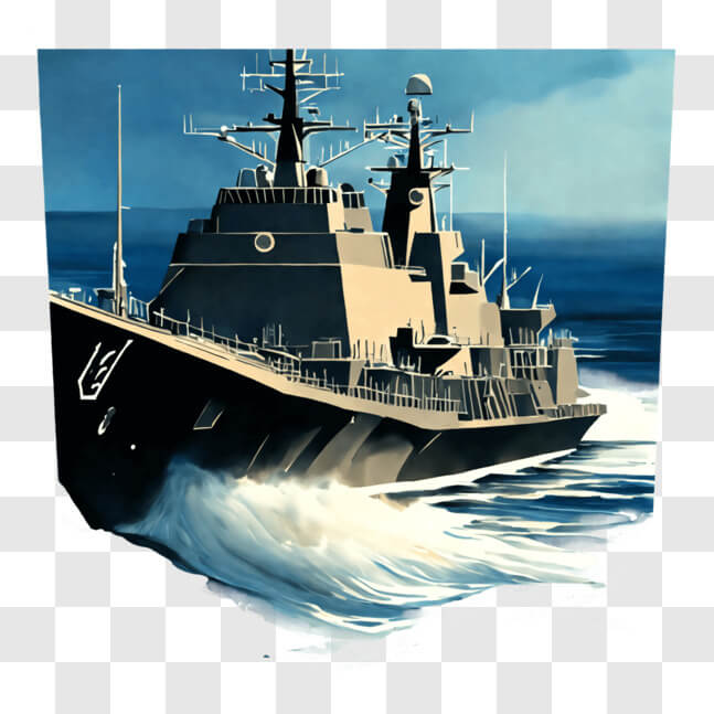 Download Large Navy Ship Sailing in the Ocean PNGs Online - Creative ...
