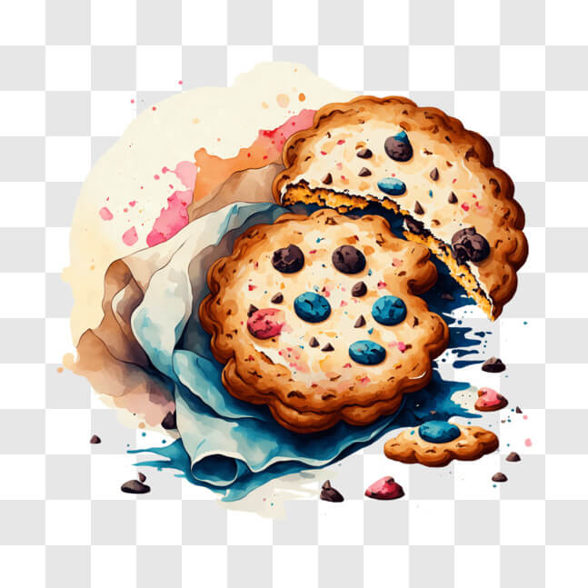 Download Watercolor Painting of Blueberry-Filled Cookies PNGs Online ...
