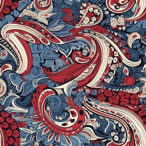 Download Colorful Paisley Pattern with Red, Blue, and White Swirls on ...