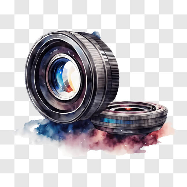 Download Two Camera Lenses on Colorful Background PNGs Online ...
