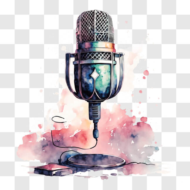 Download Vintage Microphone Watercolor Painting PNGs Online - Creative ...