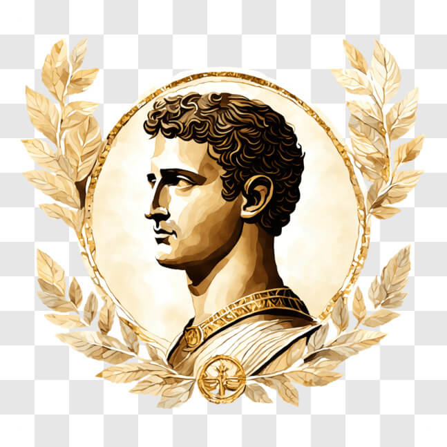 Download Ancient Roman Man Portrait with Laurel Wreaths and Gold Leaf ...