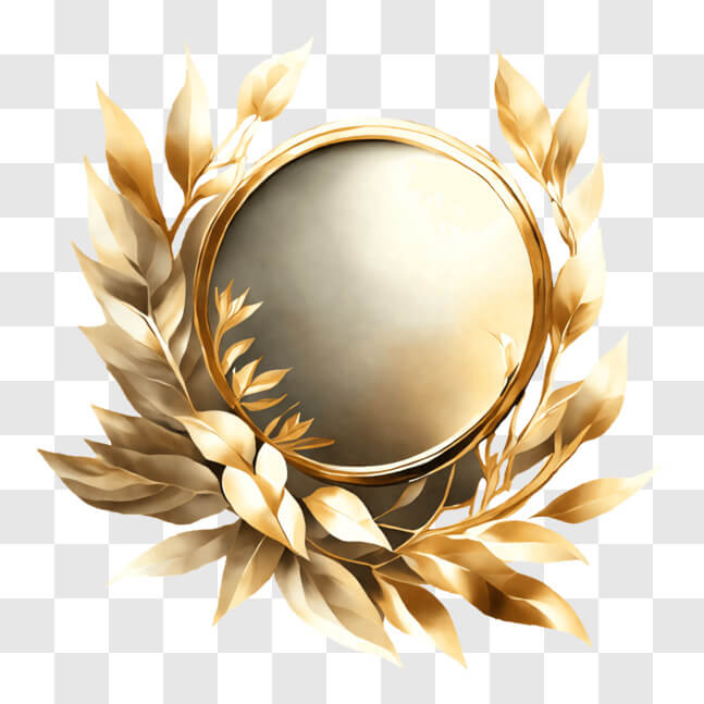 Download Circular Gold Frame with Leaves - Award or Trophy Decoration ...