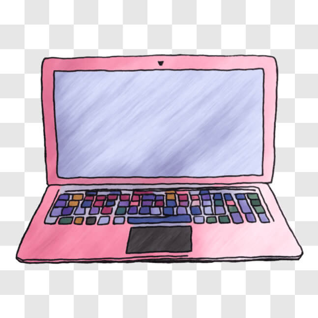 Download Artistic Drawing of Pink Laptop Computer with Colorful Pencils ...