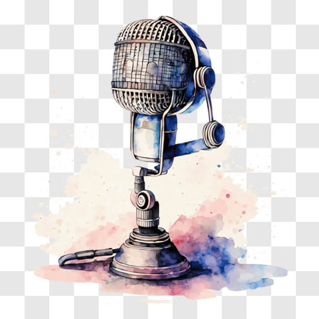 Download Vintage Microphone Watercolor Painting with Musical ...