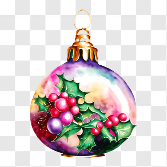 Download Colorful Christmas Ornament with Holly and Ribbons on Black ...
