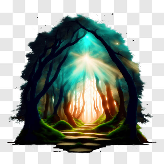 Download Pathway through the forest with trees and archway PNGs Online ...
