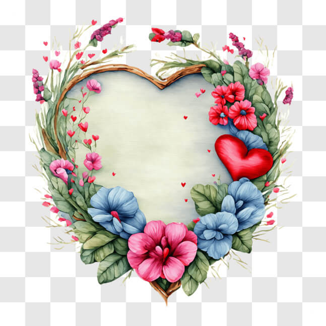 Download Heart-Shaped Flower Frame with Colorful Blooms PNGs Online ...