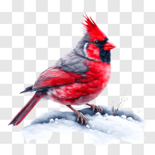 Download Red and Gray Cardinal Bird in Snowy Winter Scene PNGs Online ...