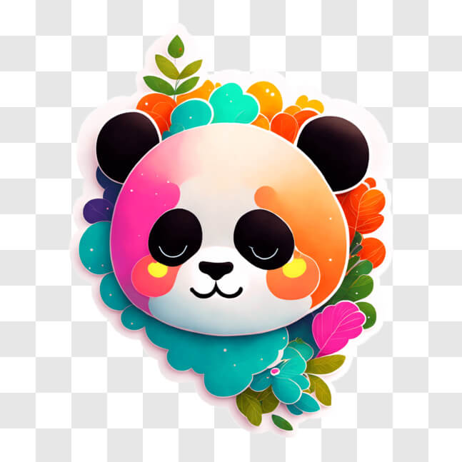Download Colorful Panda Bear Surrounded by Flowers PNGs Online ...
