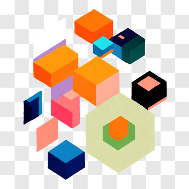 Download Colorful Geometric Cubes Abstract Image PNGs Online - Creative ...