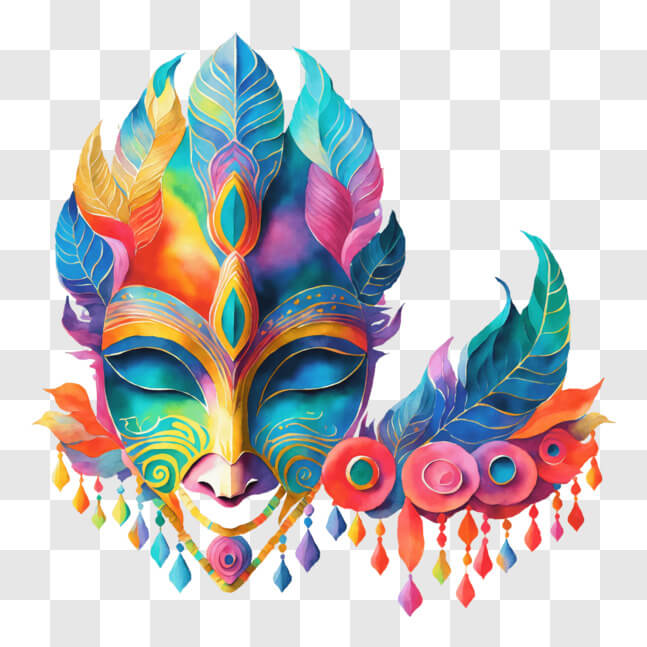 Download Colorful Festival Mask with Feathers and Beads PNGs Online ...