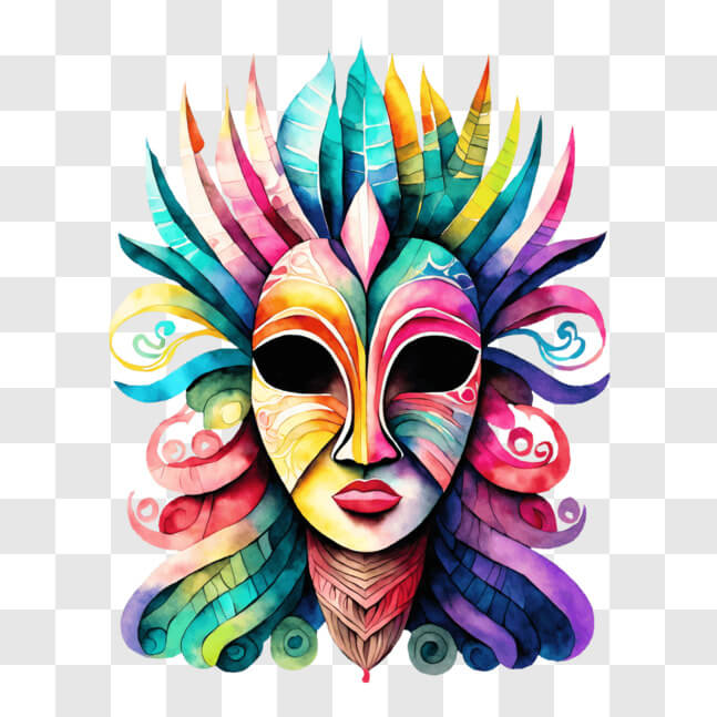 Download Colorful Mask with Feathers and Designs PNGs Online - Creative ...