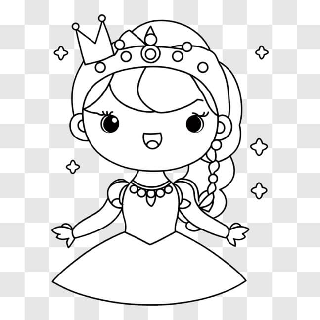 Download Black and White Cartoon Princess with Stars PNGs Online ...