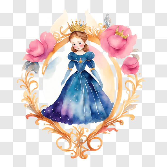 Download Watercolor Illustration of an Elegant Princess with Flowers ...