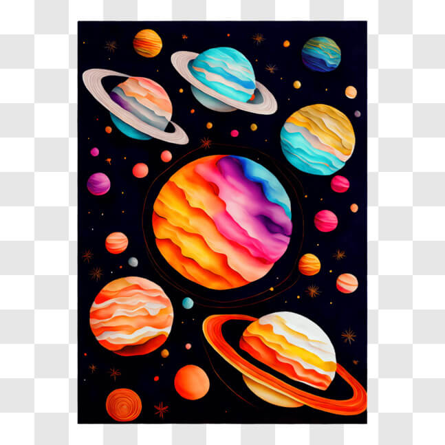 Download Colorful Solar System Poster on Black Background PNGs Online ...