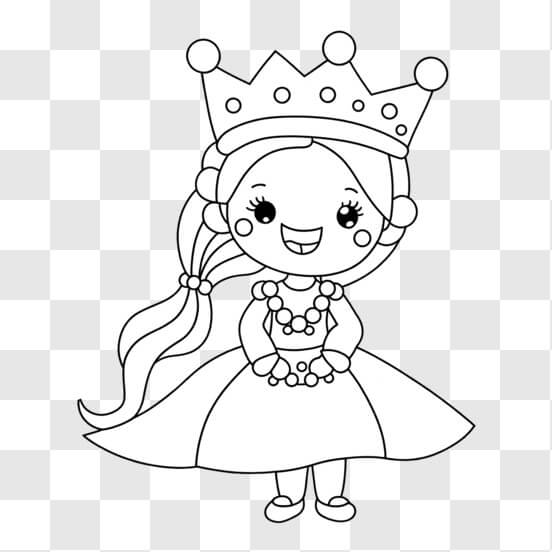 Download Black and White Princess Coloring Page for Kids PNGs Online ...