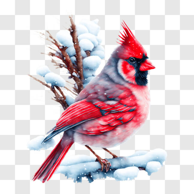 Download Red Cardinal in Winter Snow PNG Online - Creative Fabrica