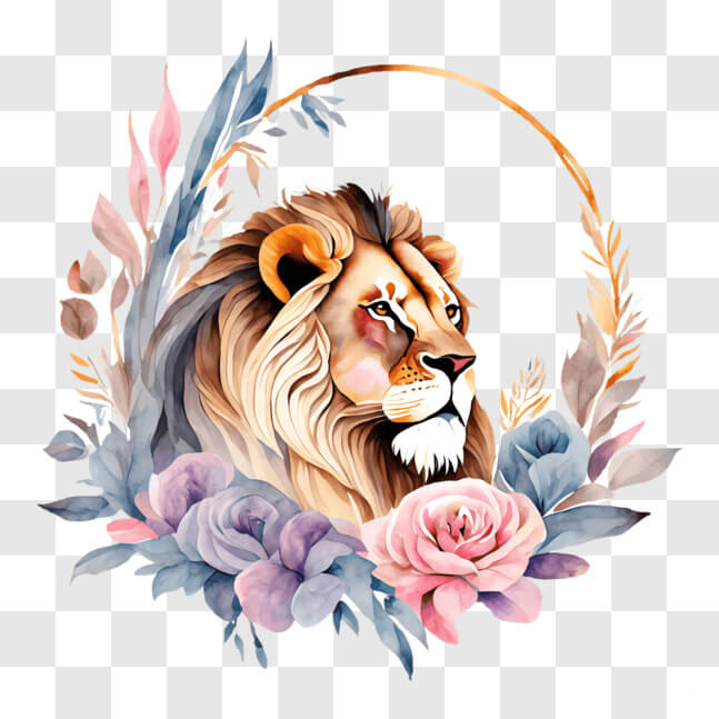 Download Lion in Flower Arrangement PNGs Online - Creative Fabrica