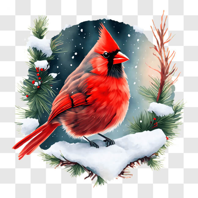 Download Red Cardinal Bird in Snowy Winter Scene PNGs Online - Creative ...