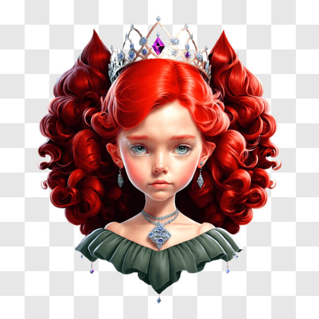 Download Illustration of a Young Princess with Red Hair and Tiara PNGs ...