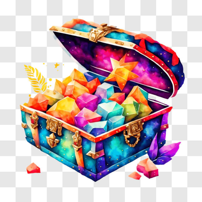 Download Colorful Treasure Chest Filled with Gemstones and Jewels PNGs ...