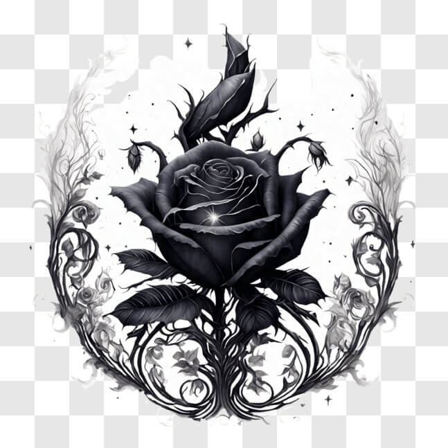 Download Black Rose Ornate Frame with Feathers PNGs Online - Creative ...
