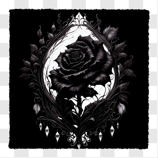 Download Gothic Style Black and White Rose Drawing PNGs Online ...